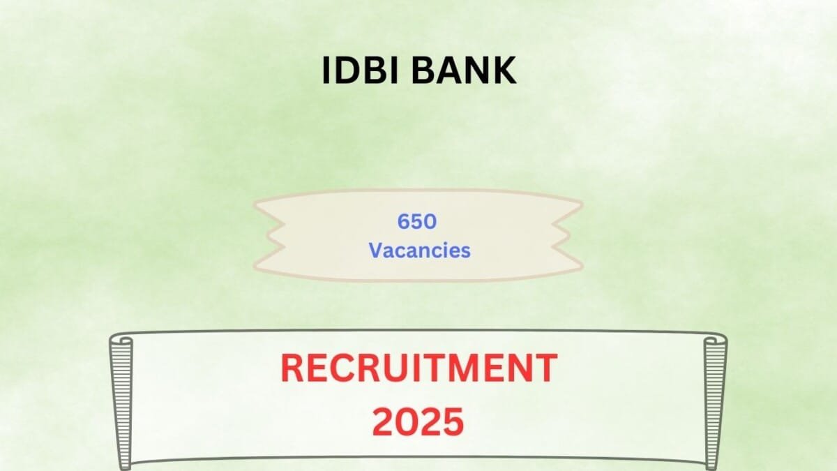 IDBI Bank Recruitment 2025 – Apply Online for 650 Junior Assistant ...